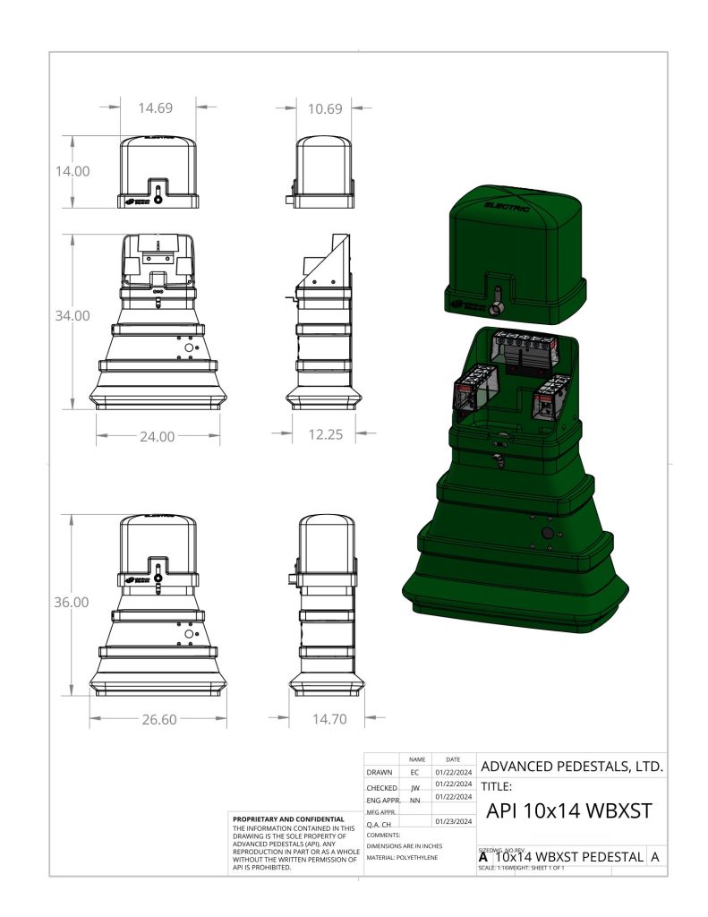 10 x 14 WBXST Electrical Pedestal - Advanced Pedestals
